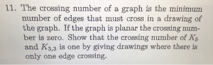Solved 11. The crossing number of a graph is the minimum | Chegg.com