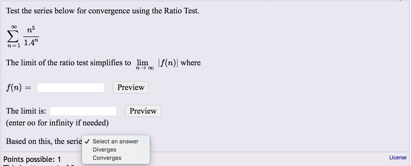 Solved Test the series below for convergence using the Ratio | Chegg.com