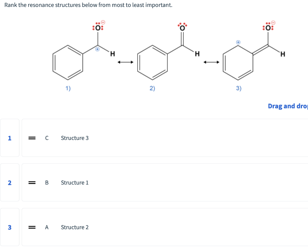 Solved Rank the resonance structures below from most to | Chegg.com