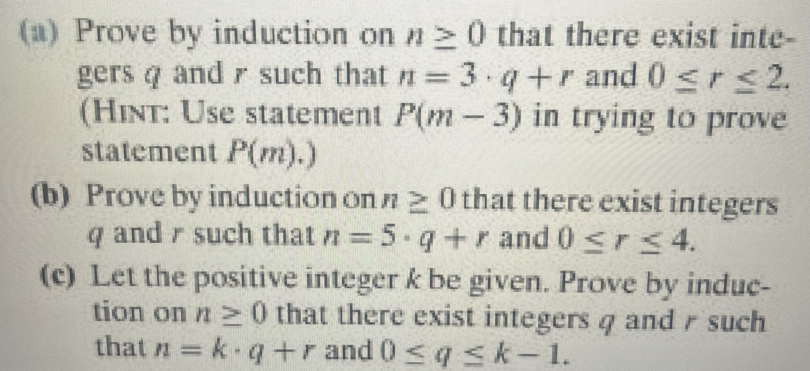 Solved (a) Prove by induction on n≥0 that there exist | Chegg.com