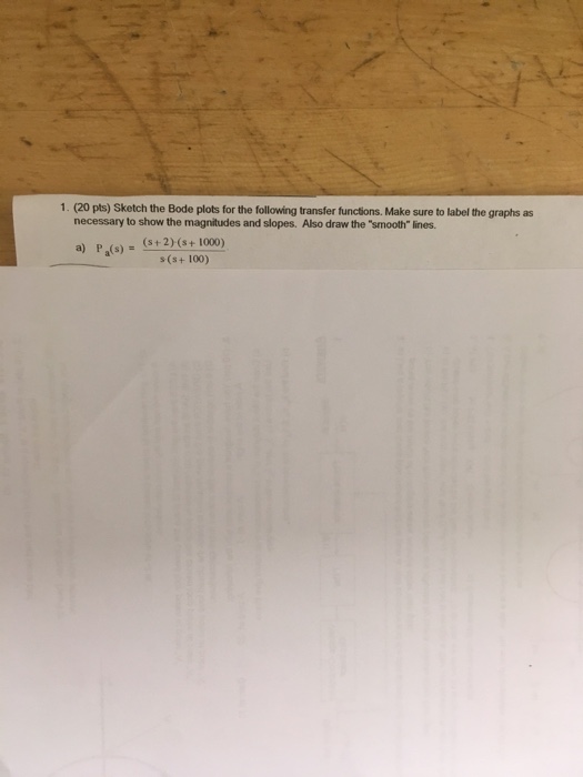 Solved 1. (20 pts) Sketch the Bode plots for the following | Chegg.com