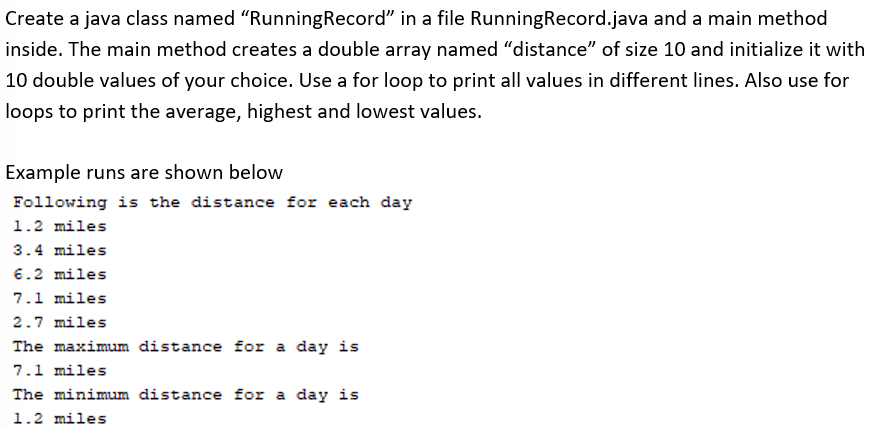 Solved Create a java class named "Running Record" in a file | Chegg.com
