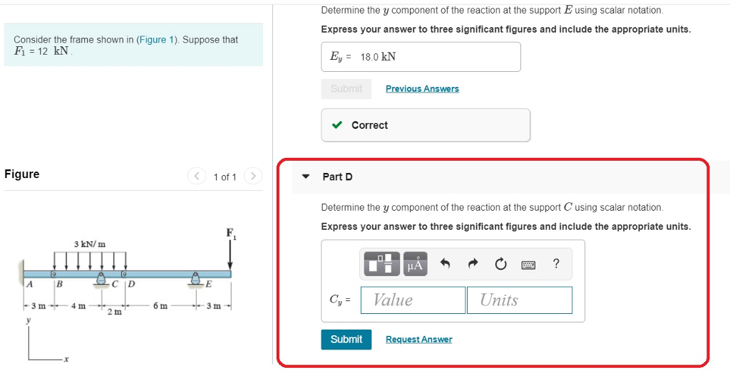 Solved Determine the y component of the reaction at the | Chegg.com