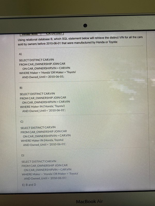 Solved Suppose We Have The Following Relational Database Of