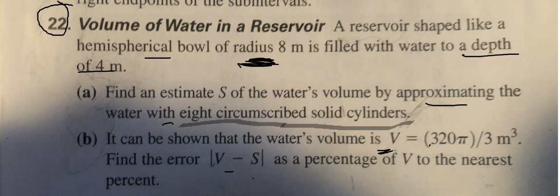 Solved 22. Volume of Water in a Reservoir A reservoir shaped | Chegg.com