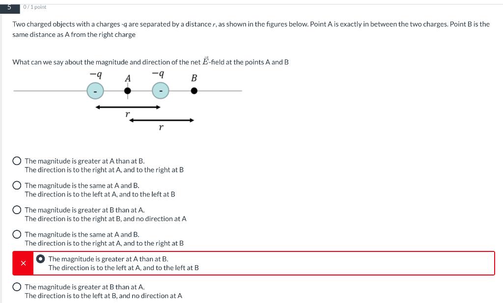 Solved 0/1 point Two charged objects with a charges -q are | Chegg.com