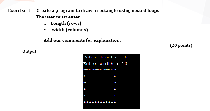 Solved Exercise 4 Create A Program To Draw A Rectangle