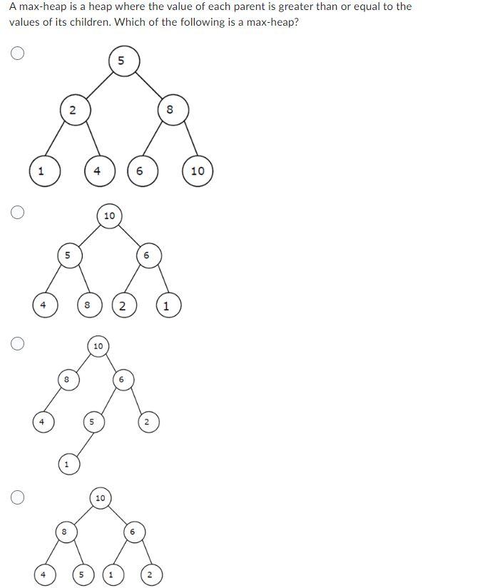Solved A max-heap is a heap where the value of each parent | Chegg.com