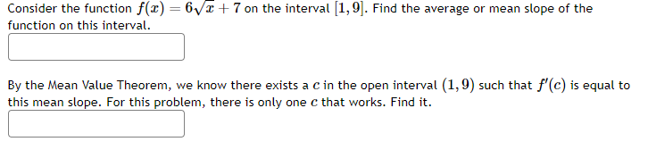 Solved Consider the function f(x)=6x+7 on the interval | Chegg.com