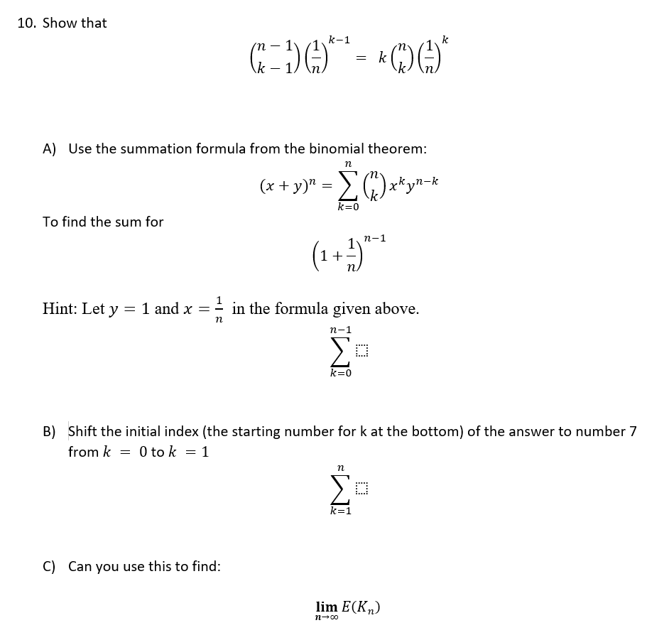 Solved 10. Show that 6-10**- *00) A) Use the summation | Chegg.com