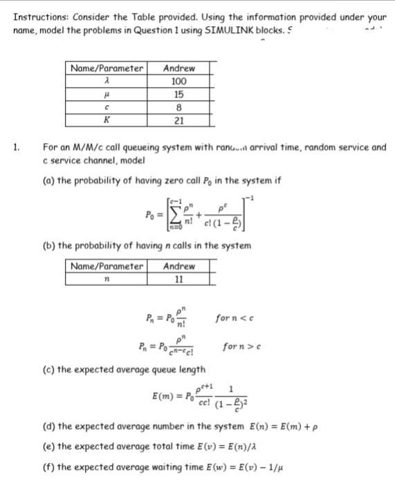 Instructions: Consider the Table provided. Using the | Chegg.com