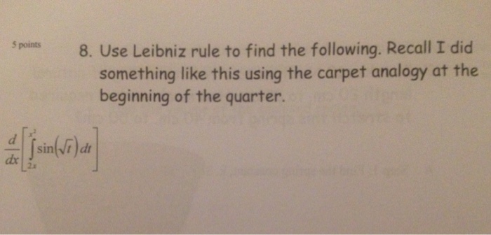 Solved Use Leibniz rule to find the following. Recall I did | Chegg.com