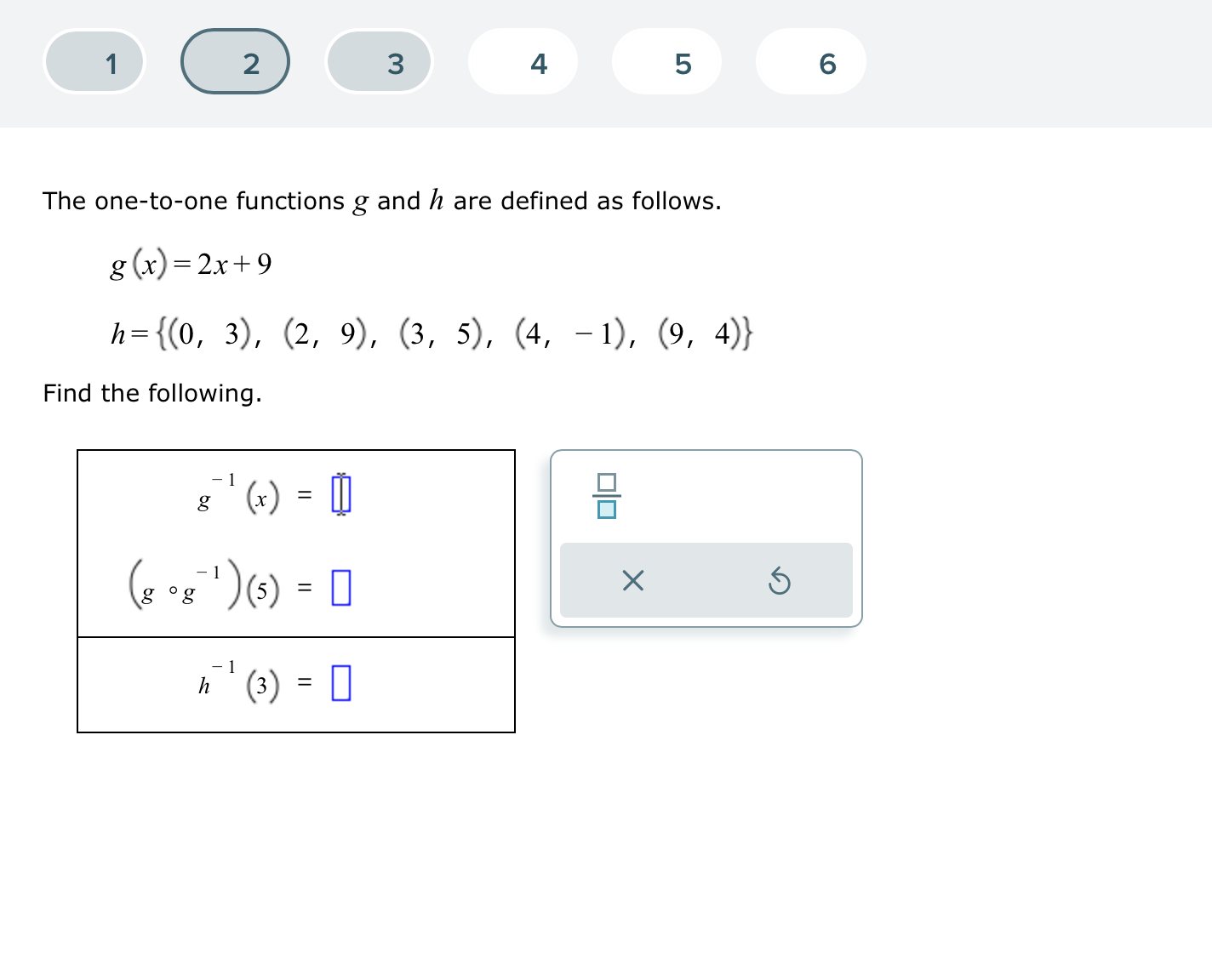 Solved The one-to-one functions g and h are defined as | Chegg.com