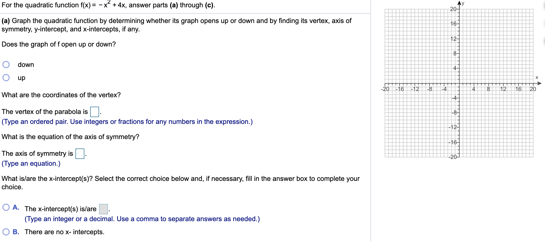 Solved For The Quadratic Function F X X 4x Answer