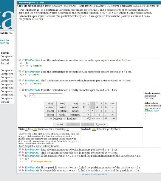 Solved Class Management Help CH4:2D Motion Begin Date: | Chegg.com