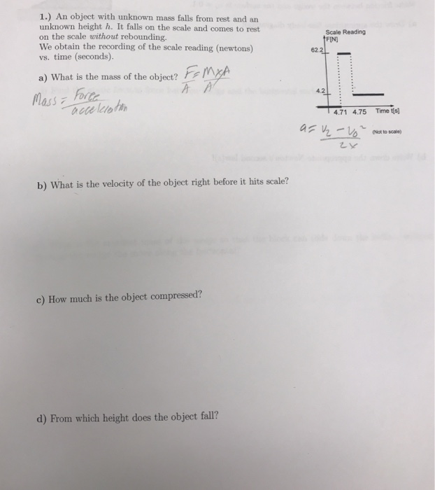 Solved 1.) An object with unknown mass falls from rest and | Chegg.com