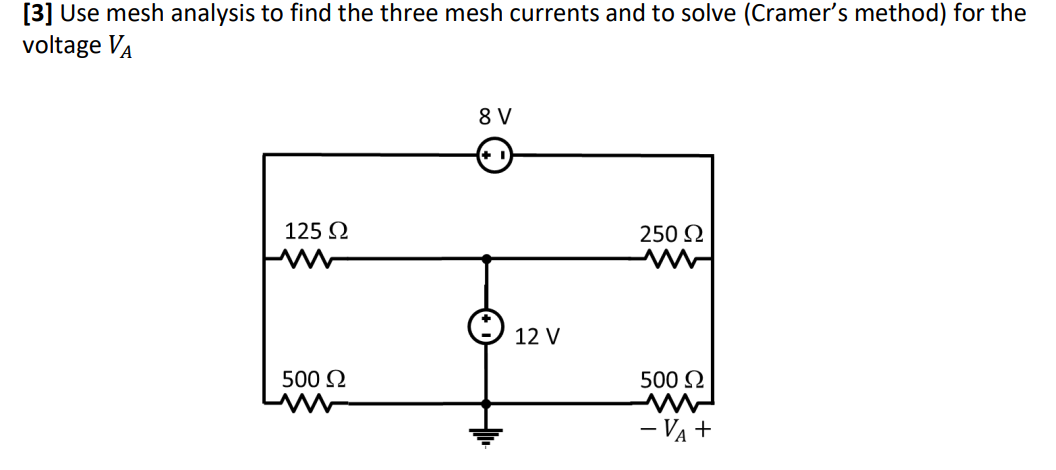 Solved [3] Use mesh analysis to find the three mesh currents | Chegg.com