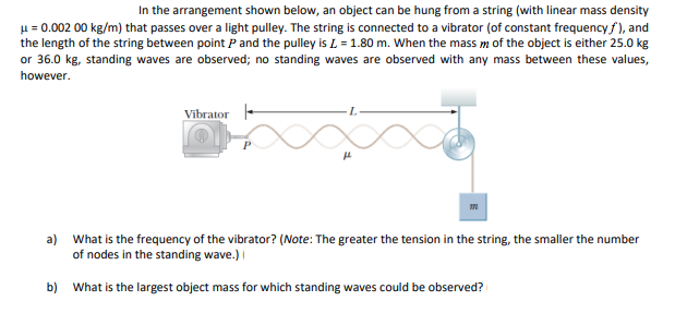 Solved In the arrangement shown below, an object can be hung | Chegg.com