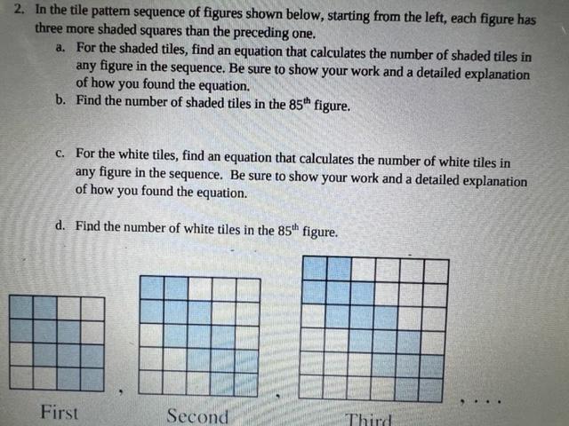 Solved 2. In the tile pattem sequence of figures shown | Chegg.com