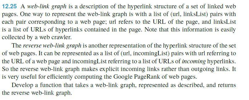 Solved 12.25 A web-link graph is a description of the | Chegg.com