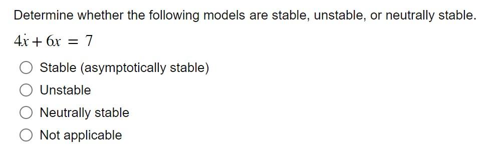 Solved Determine whether the following models are stable, | Chegg.com