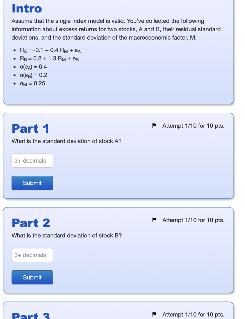Solved Assume that the single index model is valid. You've | Chegg.com