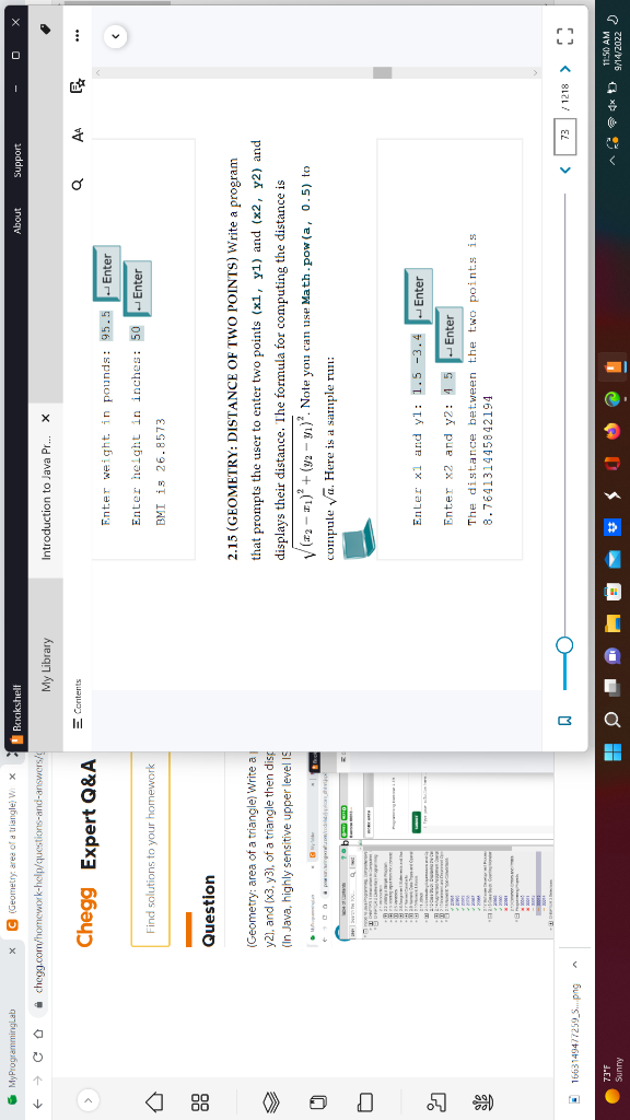 Solved Java (Geometry: distance of two points) Write a | Chegg.com