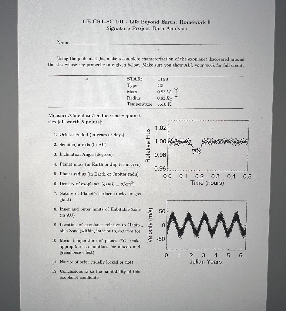 Solved GE CRT-SC 101 - Life Beyond Earth: Homework 8 | Chegg.com