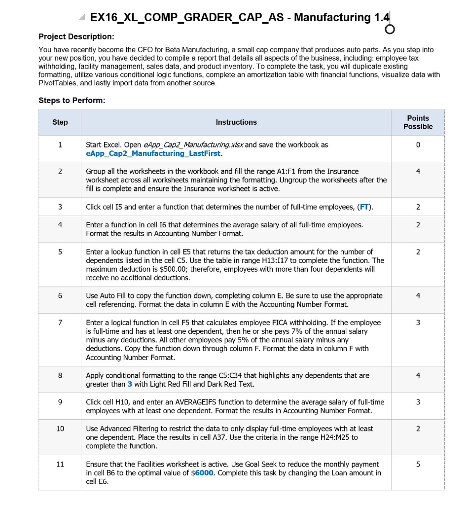 EX16_XL_COMP_GRADER_CAP_AS - Manufacturing 1.4 1.4 | Chegg.com