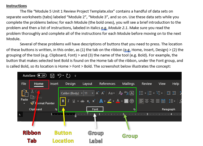 Instructions The file "Module 5 Unit 1 Review Project | Chegg.com
