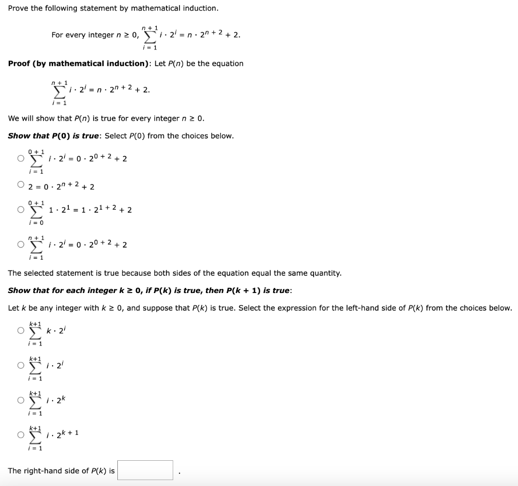 Solved Prove The Following Statement By Mathematical 