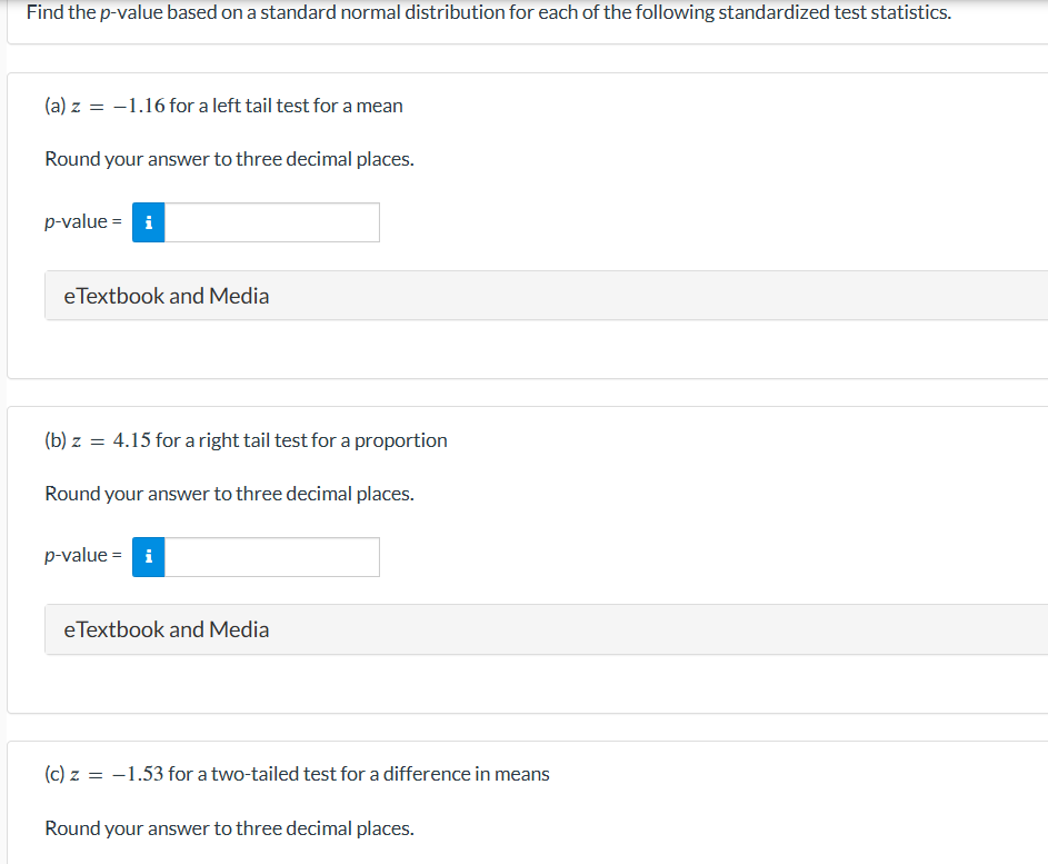 Find the p-value based on a standard normal | Chegg.com