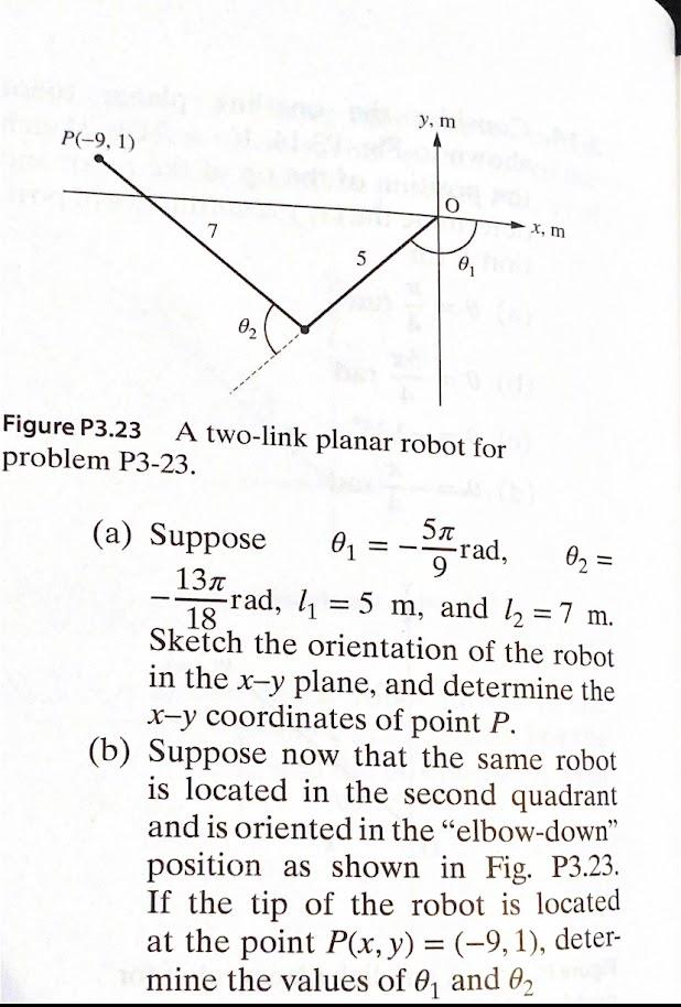 Solved 3-23. Consider a two-link planar robot, with positive | Chegg.com