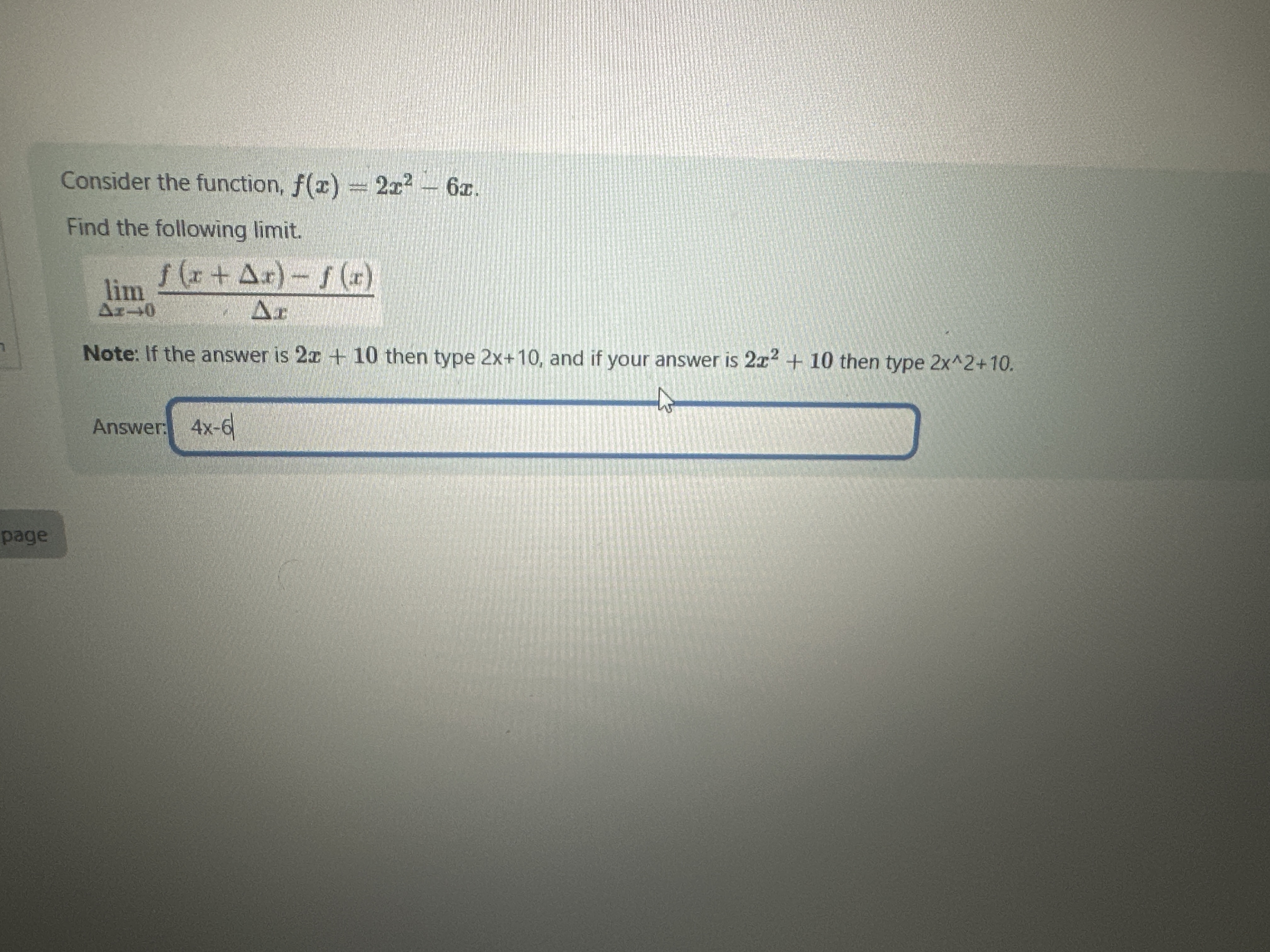 Solved Consider the function, f(x)=2x2-6xFind the following | Chegg.com