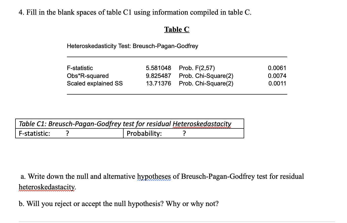 Solved 4. Fill in the blank spaces of table C1 using | Chegg.com