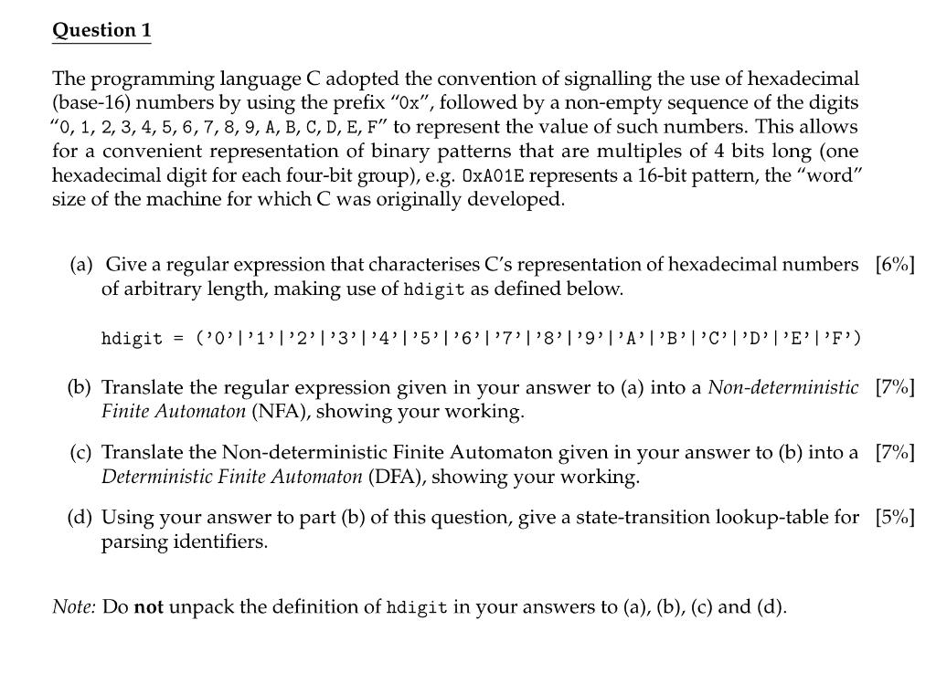 Solved The programming language C adopted the convention of | Chegg.com