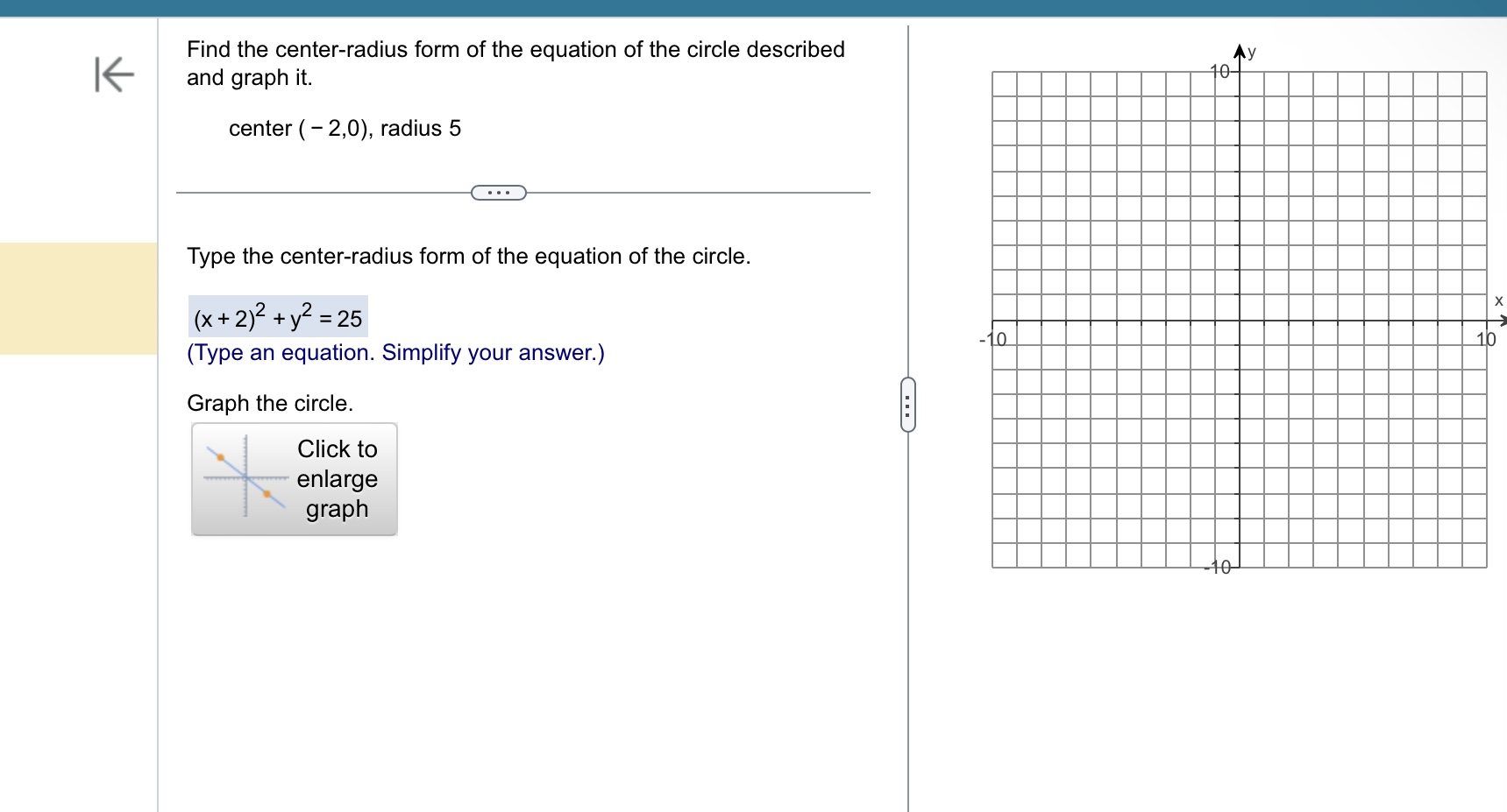 Solved Find the center-radius form of the equation of the | Chegg.com