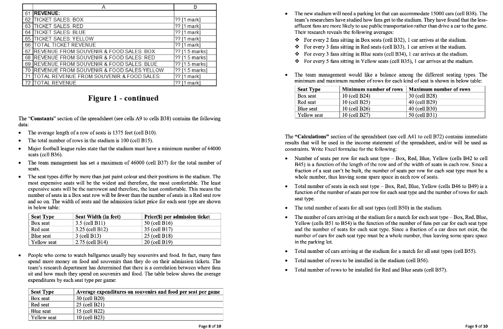 Solved Write The Excel Formula For Esch Cell Marked With Chegg