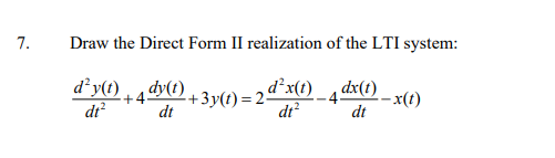 Solved 7 Draw The Direct Form Ii Realization Of The Lti