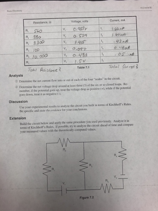 Basic Flectricity 012-04367E Resistance, Ω Voltage, | Chegg.com