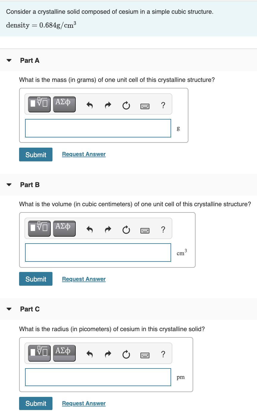Solved Consider a crystalline solid composed of cesium in a | Chegg.com