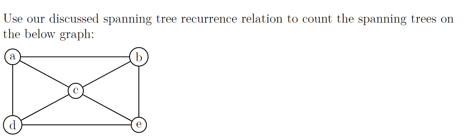 Solved Use Our Discussed Spanning Tree Recurrence Relation