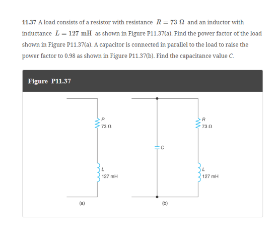 Solved 11.37 ﻿A load consists of a resistor with resistance | Chegg.com