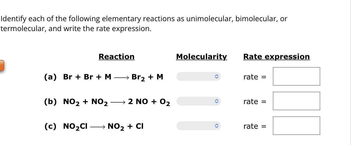 Solved Identify each of the following elementary reactions | Chegg.com