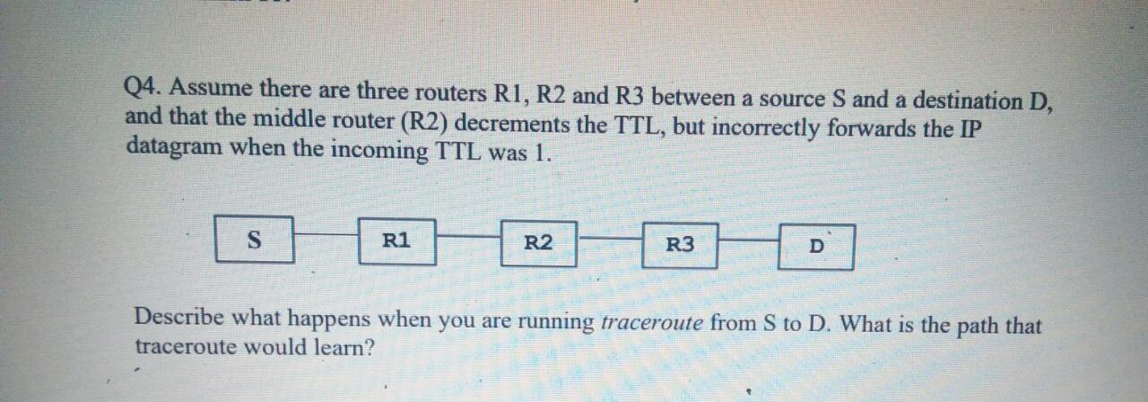 Solved Q4. Assume there are three routers R1, R2 and R3 | Chegg.com