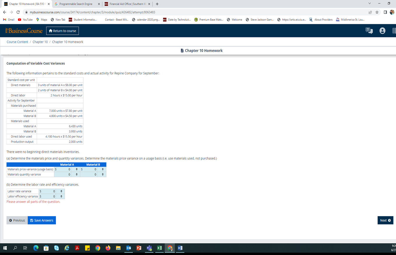 Solved Computation of Variable Cost Variances The following | Chegg.com