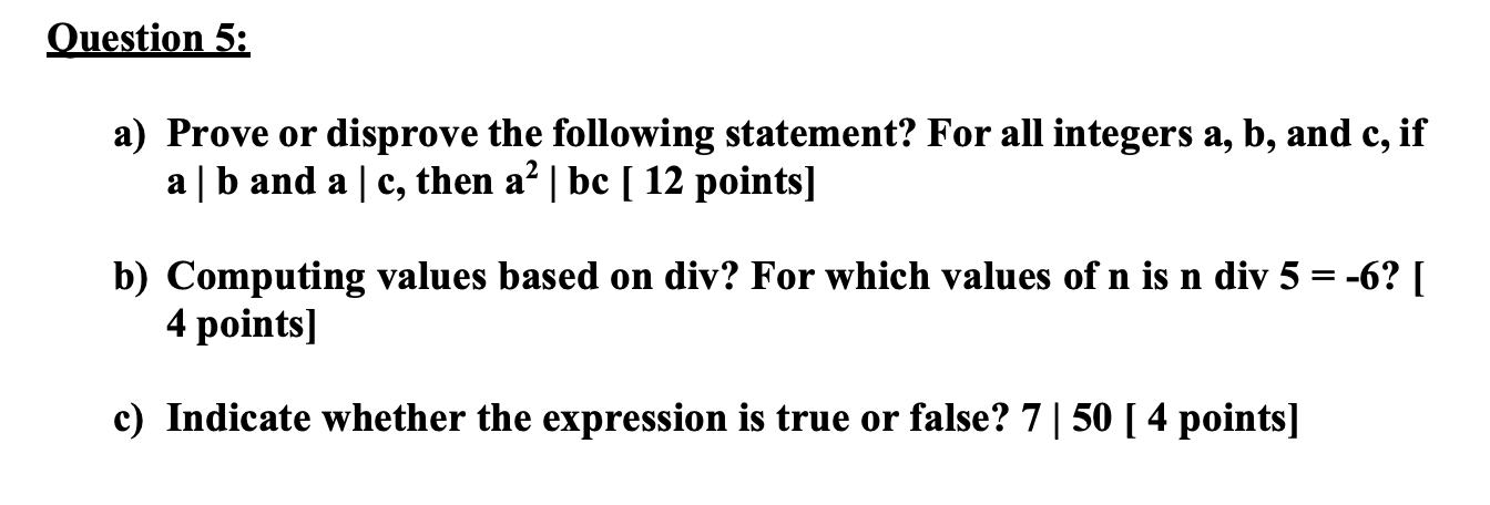 Solved a) Prove or disprove the following statement? For all | Chegg.com