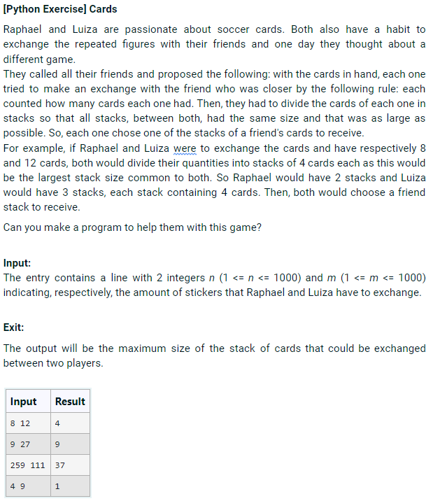 Solved [Python Exercise] Cards Raphael and Luiza are | Chegg.com