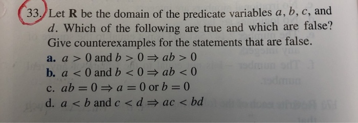 Solved 33, Let R be the domain of the predicate variables a, | Chegg.com