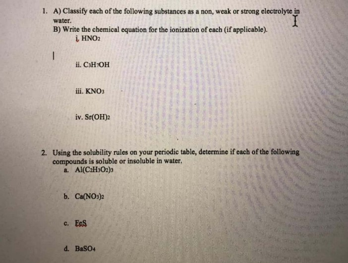 Solved A) Classify each of the following substances as a | Chegg.com